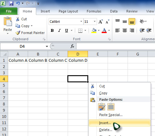 Inserting a new Column in Excel - Techyv.com